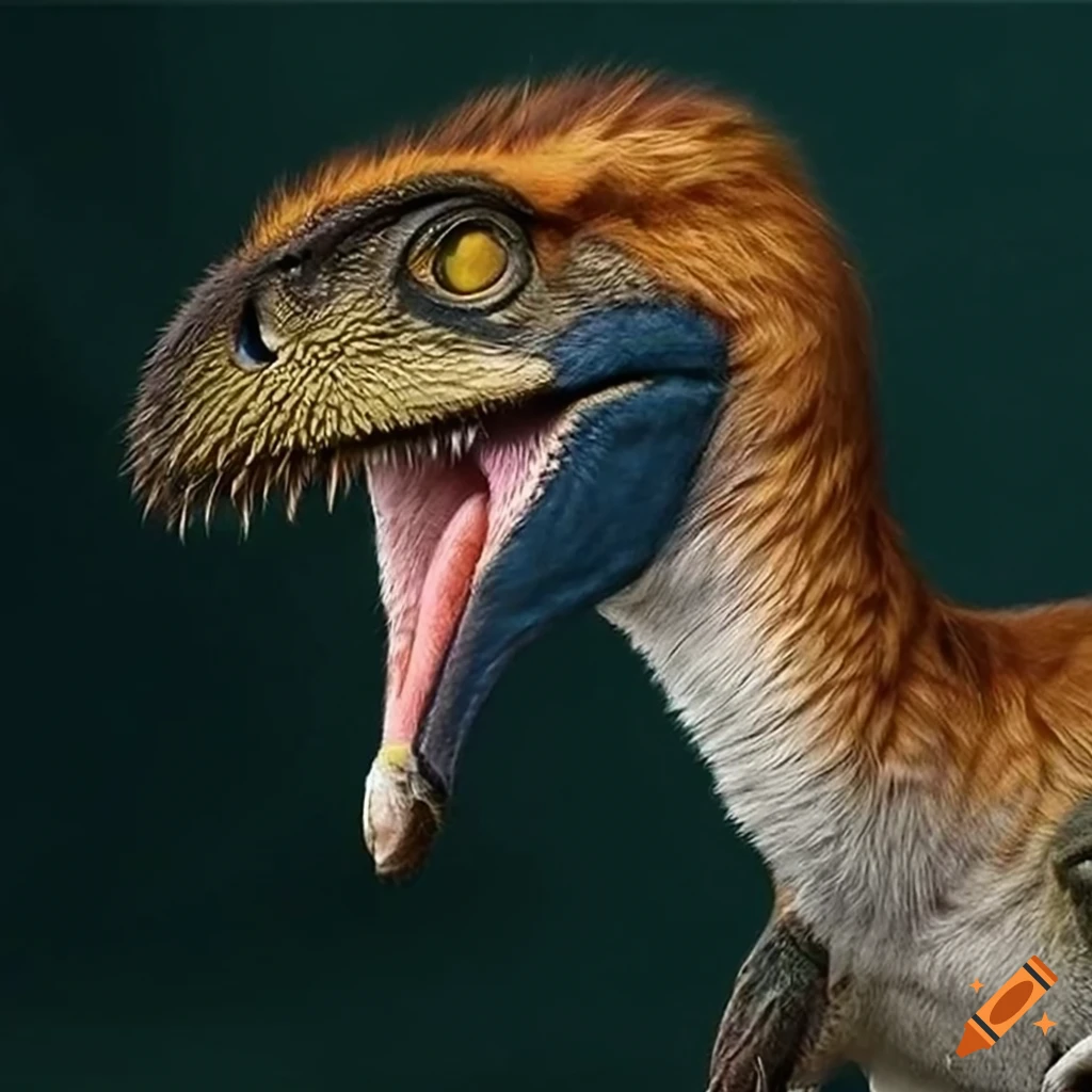 Digital art of a velociraptor and fox hybrid roaring in a forest on Craiyon