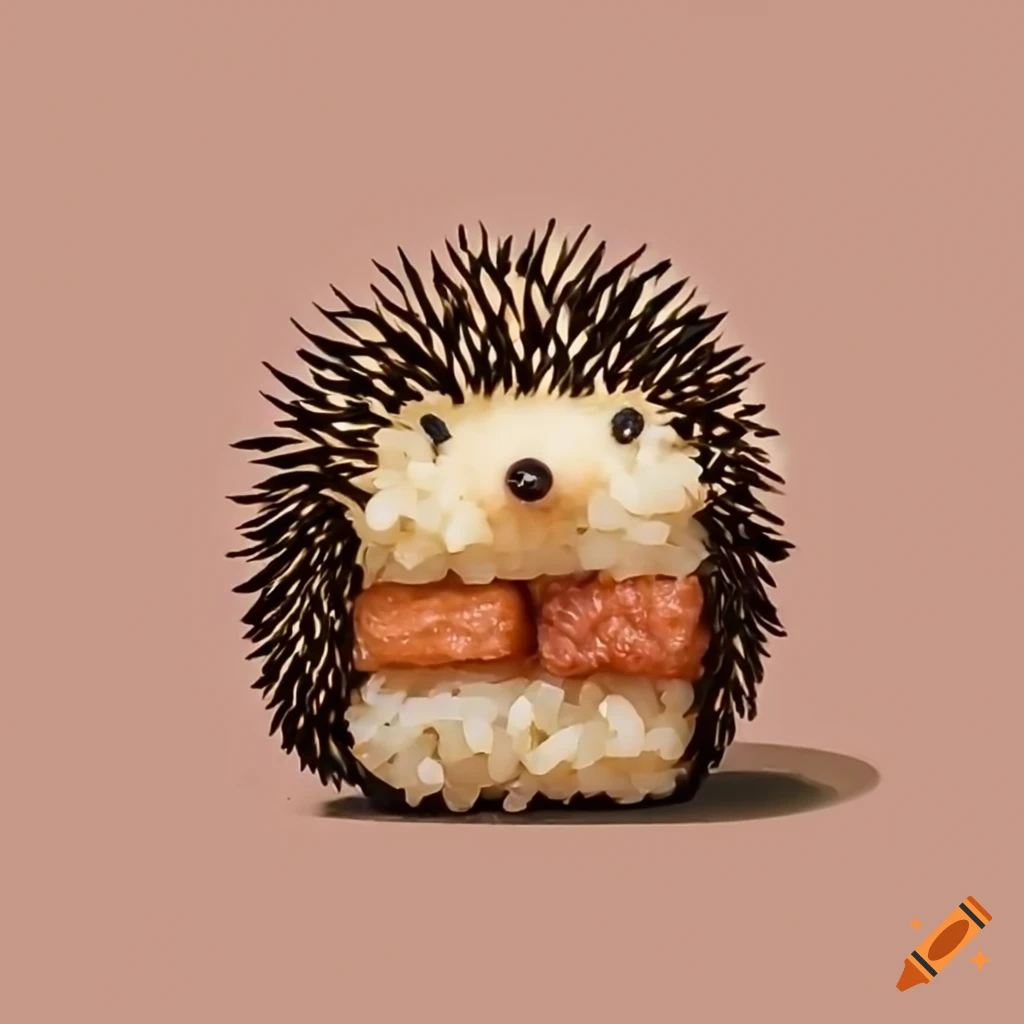 Cute hedgehog musubi snack on Craiyon