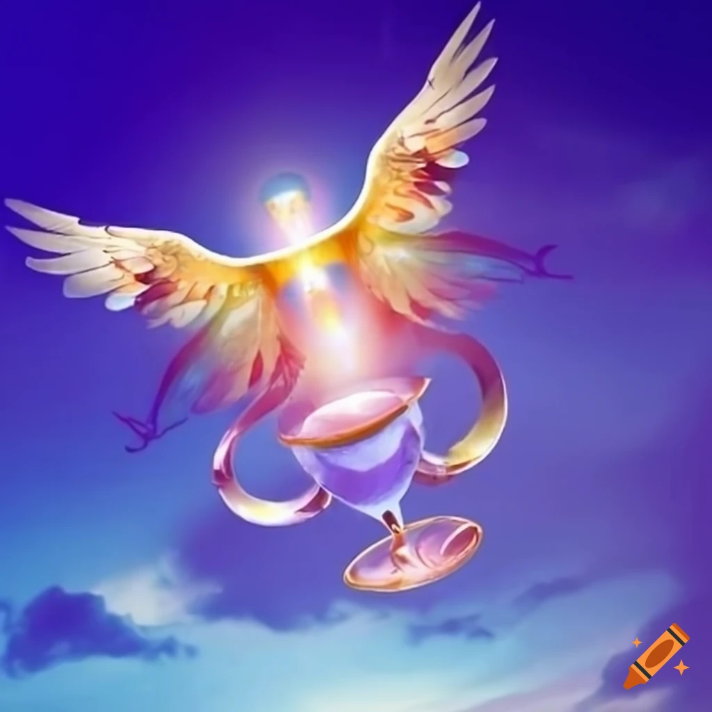 Image of angels flying with cups filled with nectar on Craiyon