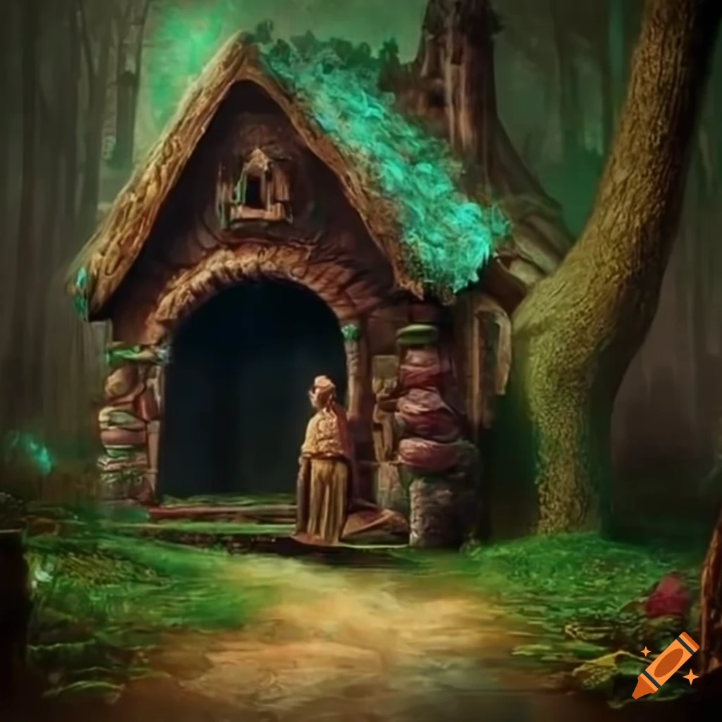 Surreal artwork of candy house and mysterious paths in an enchanted ...