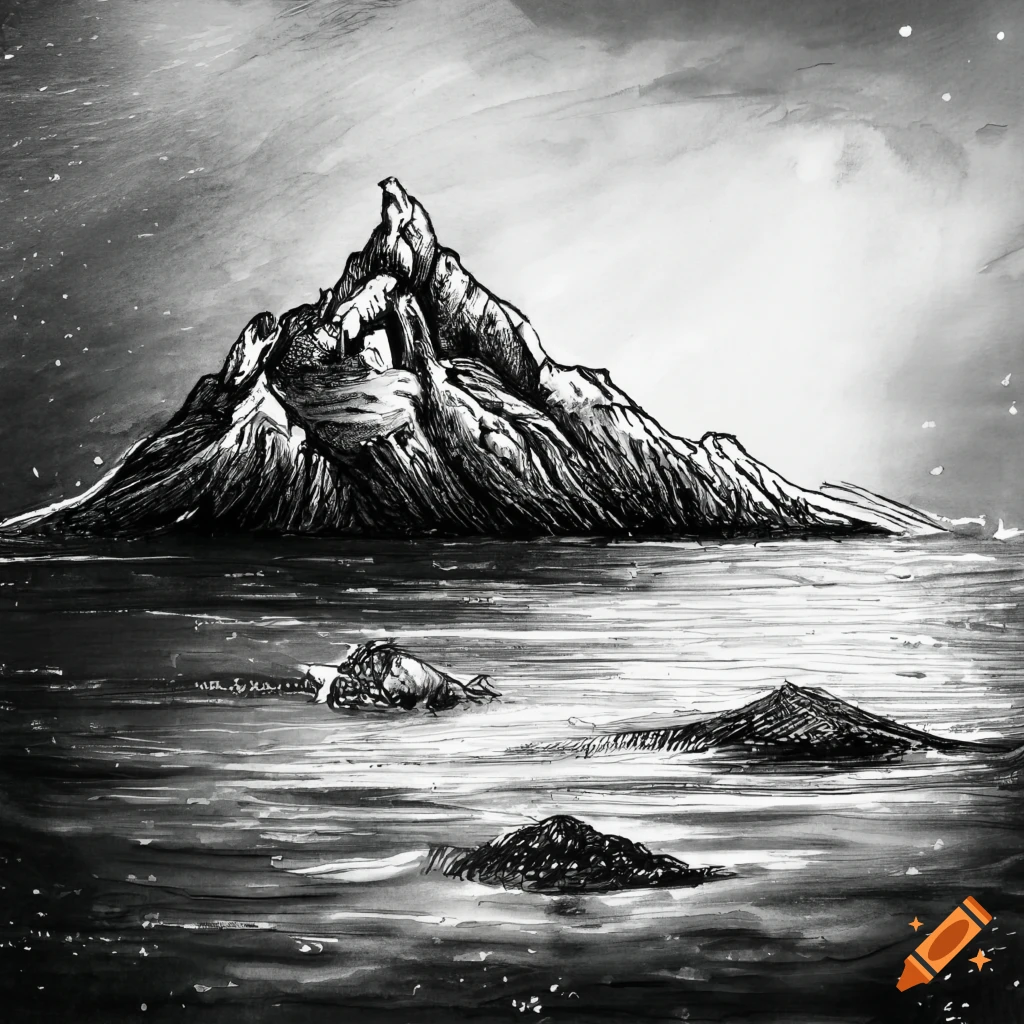 Island Drawing Black And White
