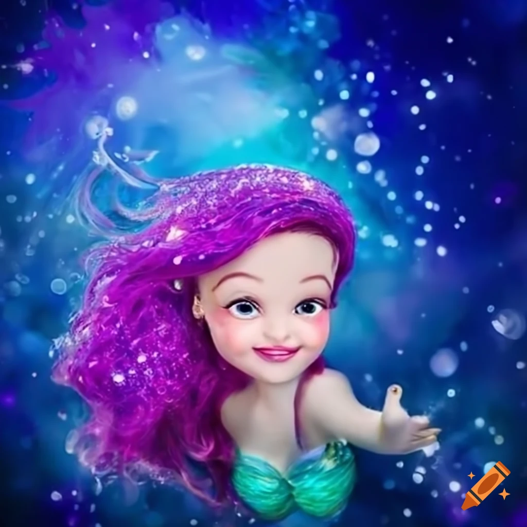 Portrait of a smiling mermaid with colorful hair on Craiyon