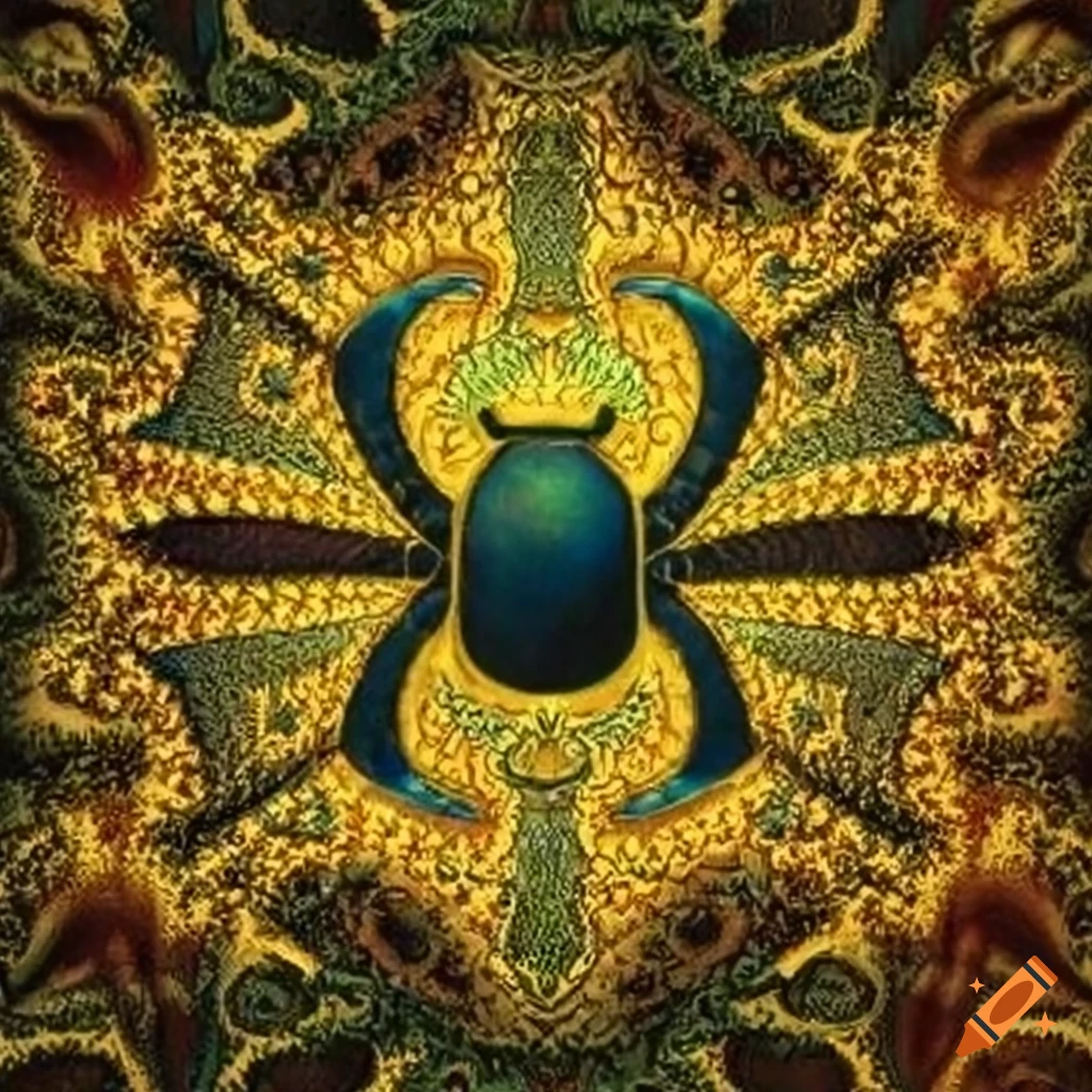 Artwork of an ancient egyptian winged scarab on Craiyon