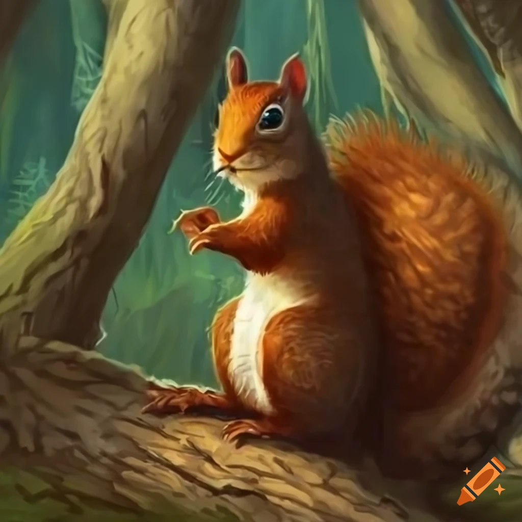 Magical squirrel in epic landscape on Craiyon