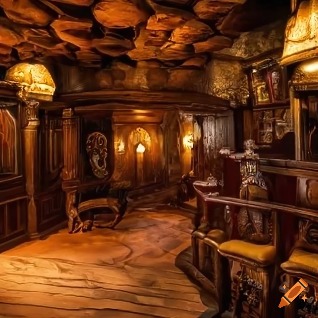 Inside view of a fantasy inn on Craiyon