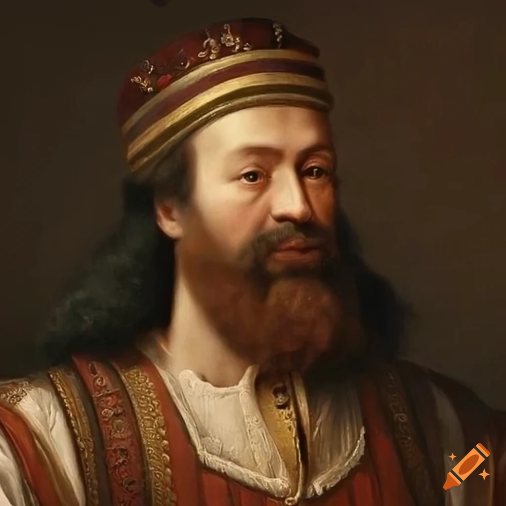 Oil painting of a muslim ruler in european clothing