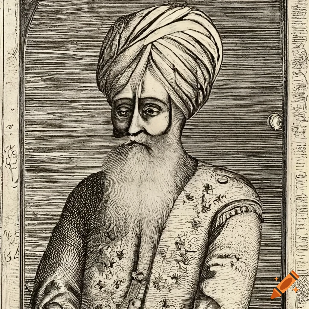 Old engraving of european shamsuddin ilyas shah 1600s on Craiyon