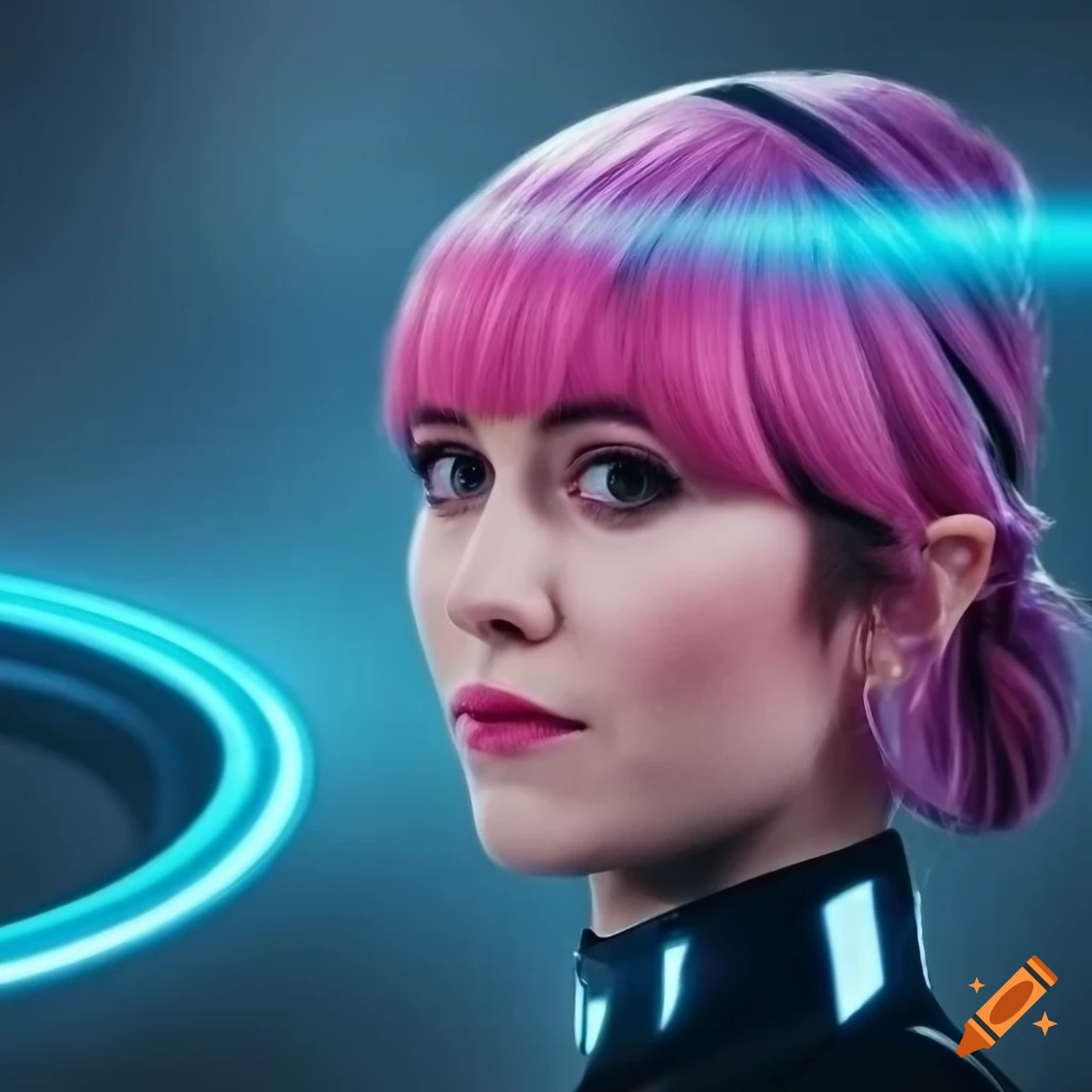 Cosplay of Mary Elizabeth Winstead as Tron Legacy character on Craiyon