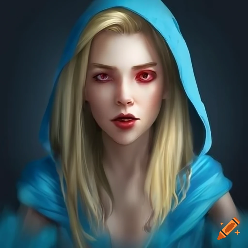 Digital Art Of A Young Elf With Red Eyes And Long Blonde Hair On Craiyon