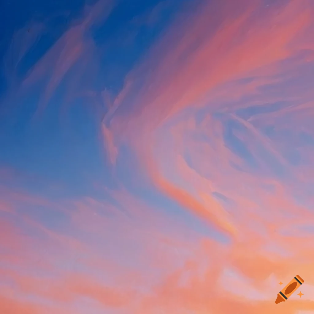 Painting of blue sky with colorful clouds on Craiyon