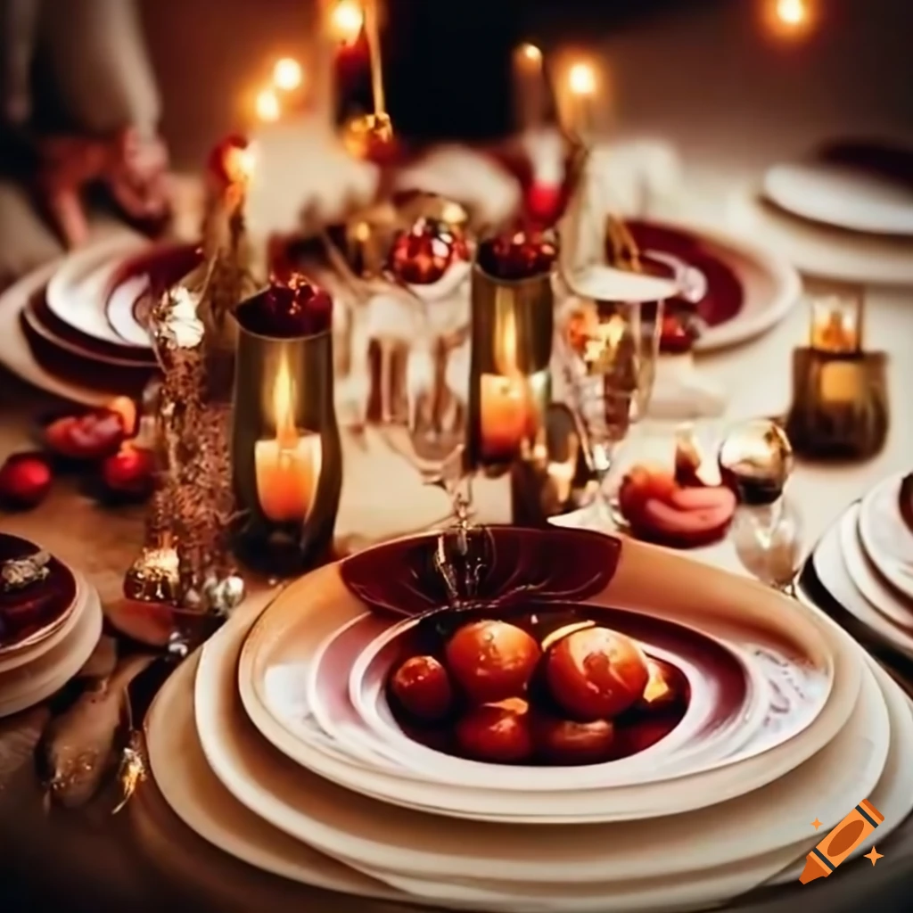 Festive table setting with diverse group of friends