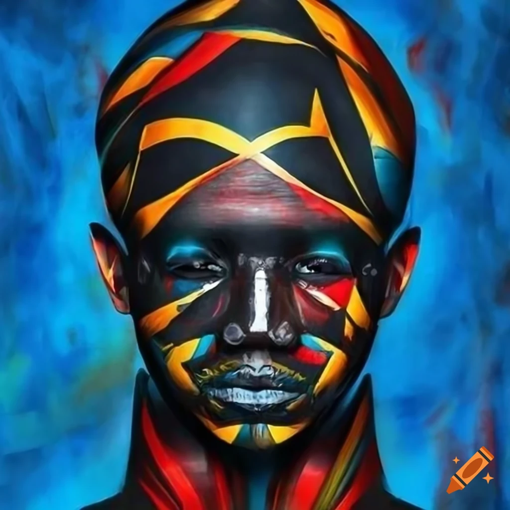 Surreal abstract artwork inspired by African cyborg tribe on Craiyon