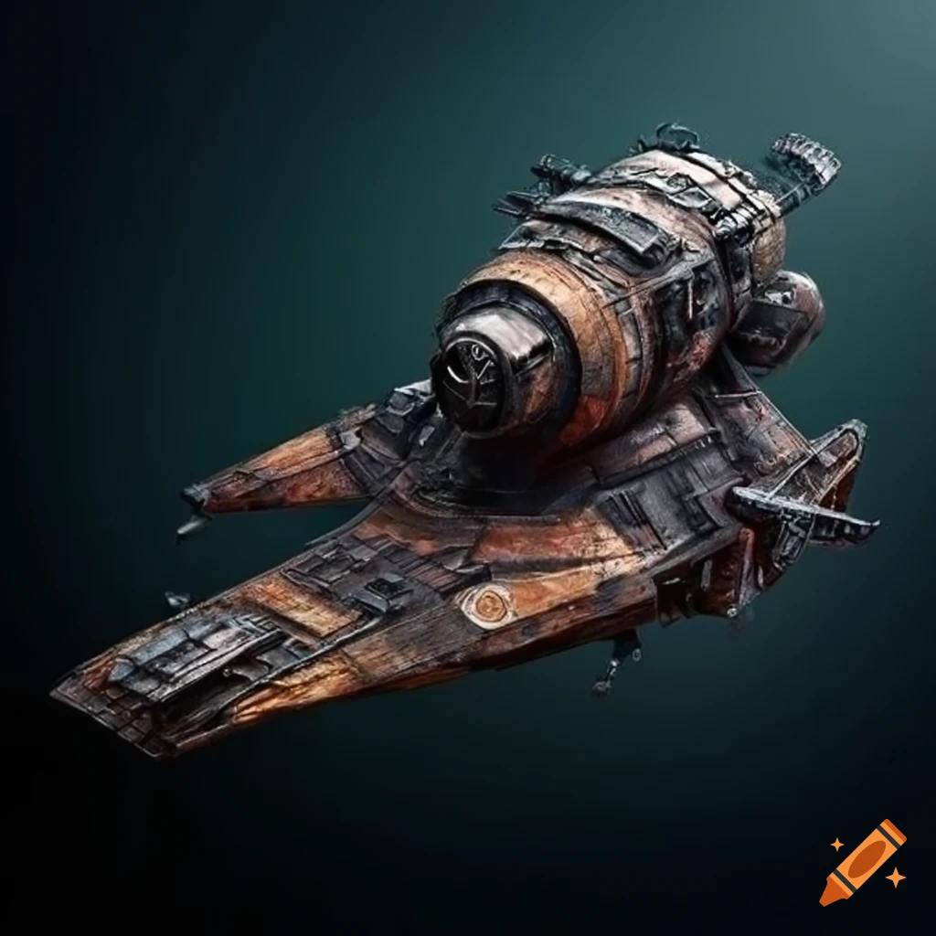 Weathered steampunk spaceship on Craiyon