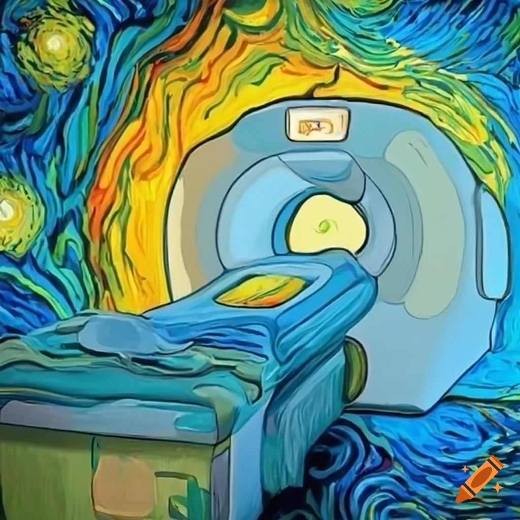 Vibrant van gogh inspired painting of an MRI machine on Craiyon