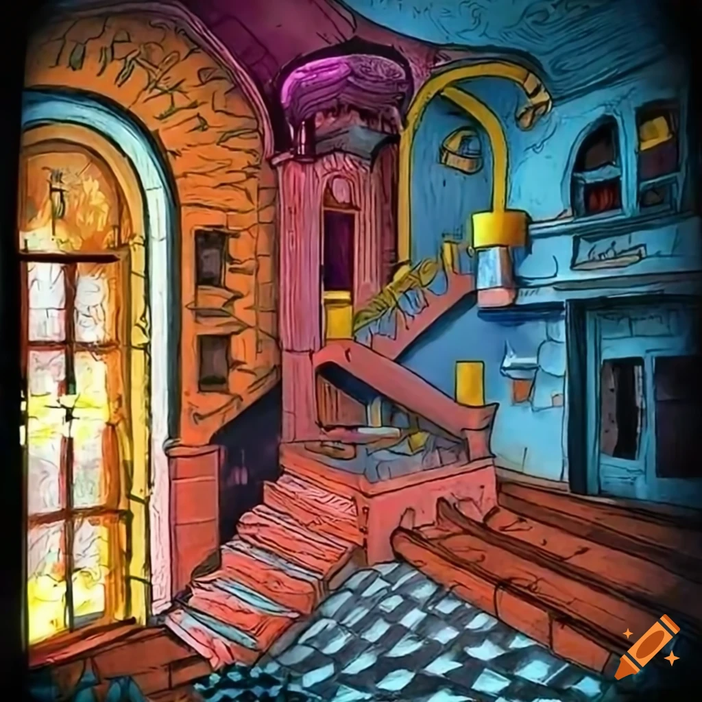 M.c. escher-inspired interior design with surreal stairs and hallways ...