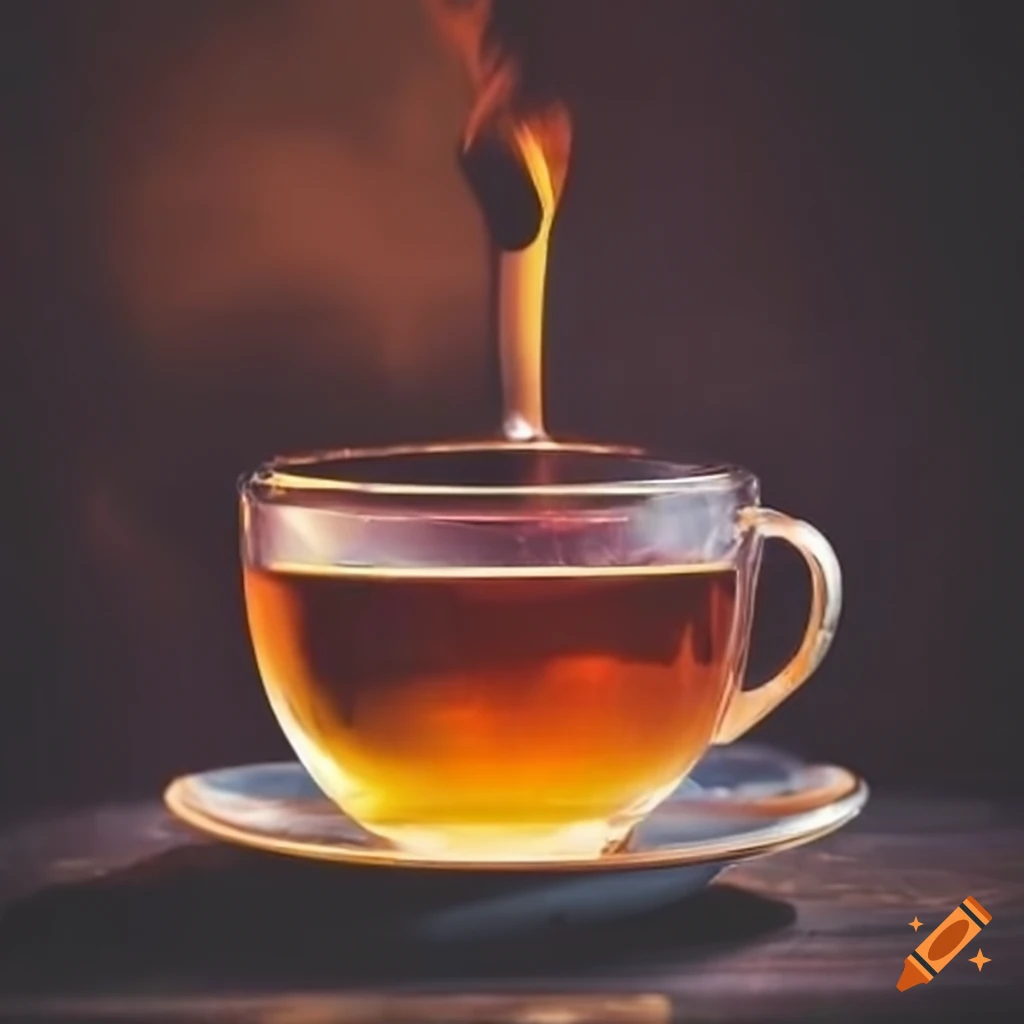 Freshly brewed tea in a cup on Craiyon