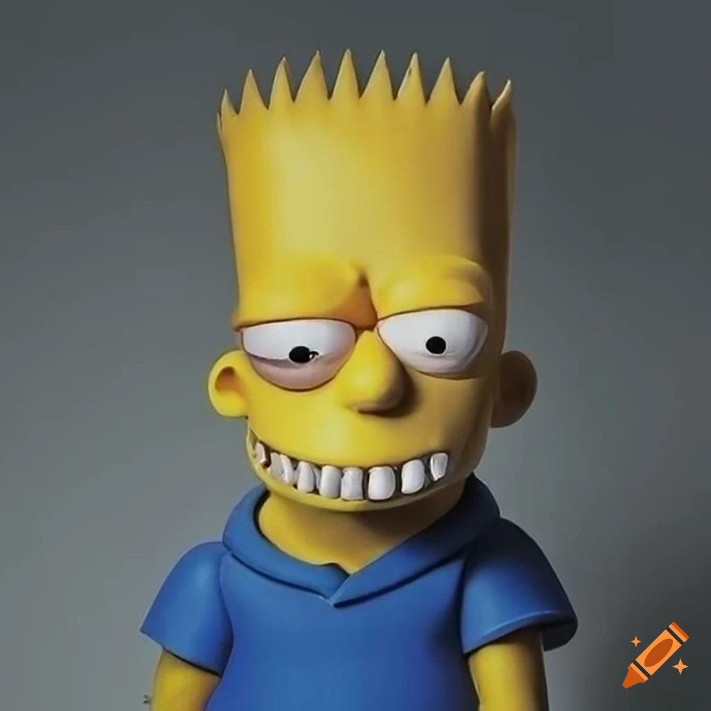 Hyperrealistic sculpture of bart simpson in a disney car on Craiyon