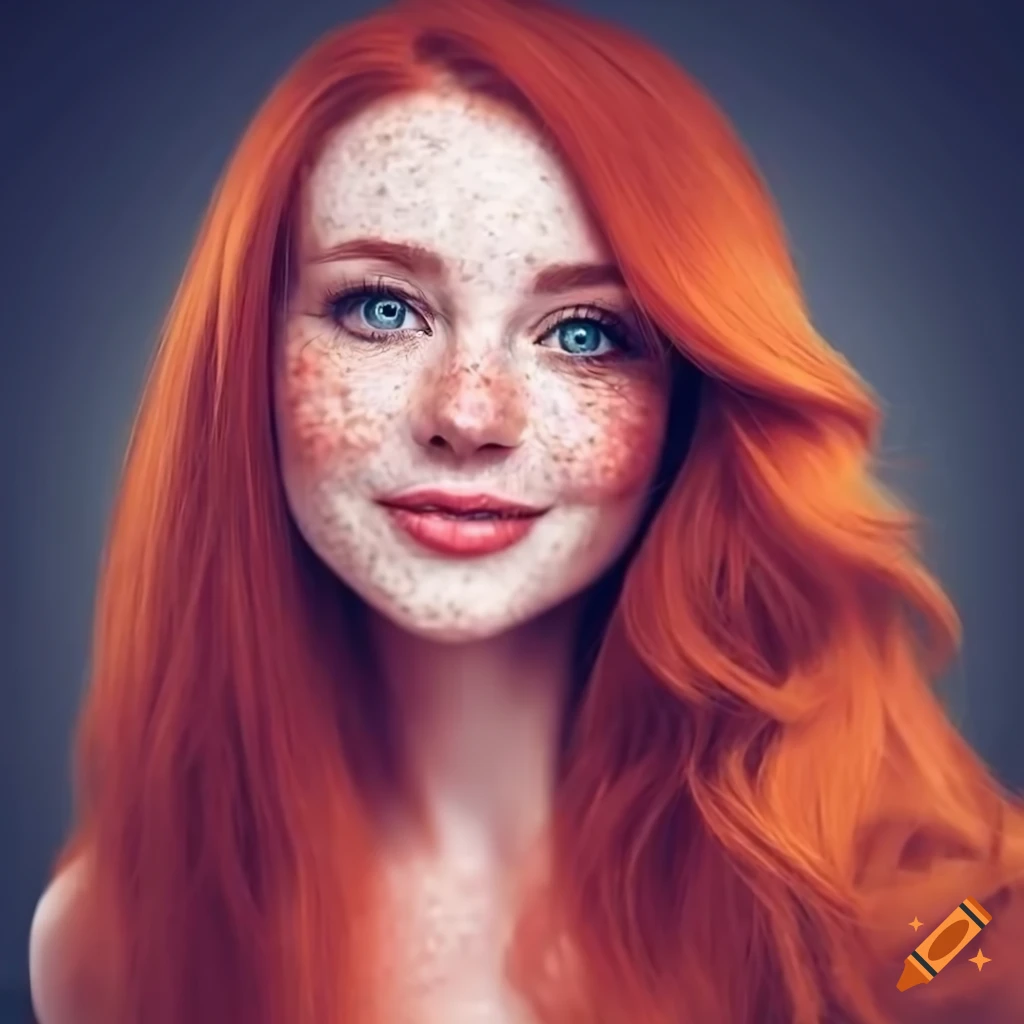 Close Up Portrait Of A Beautiful Young Woman With Red Hair And Freckles On Craiyon