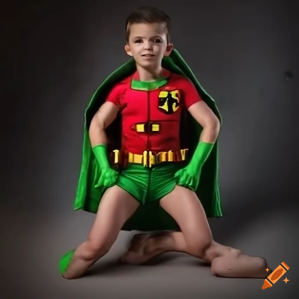 Photo realistic young boy in superman cosplay on Craiyon