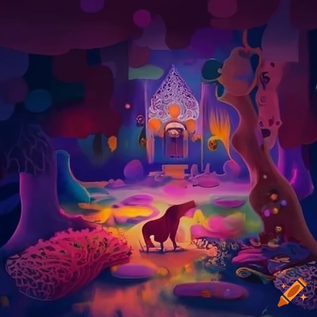 Whimsical illustration from a groovy realm on Craiyon