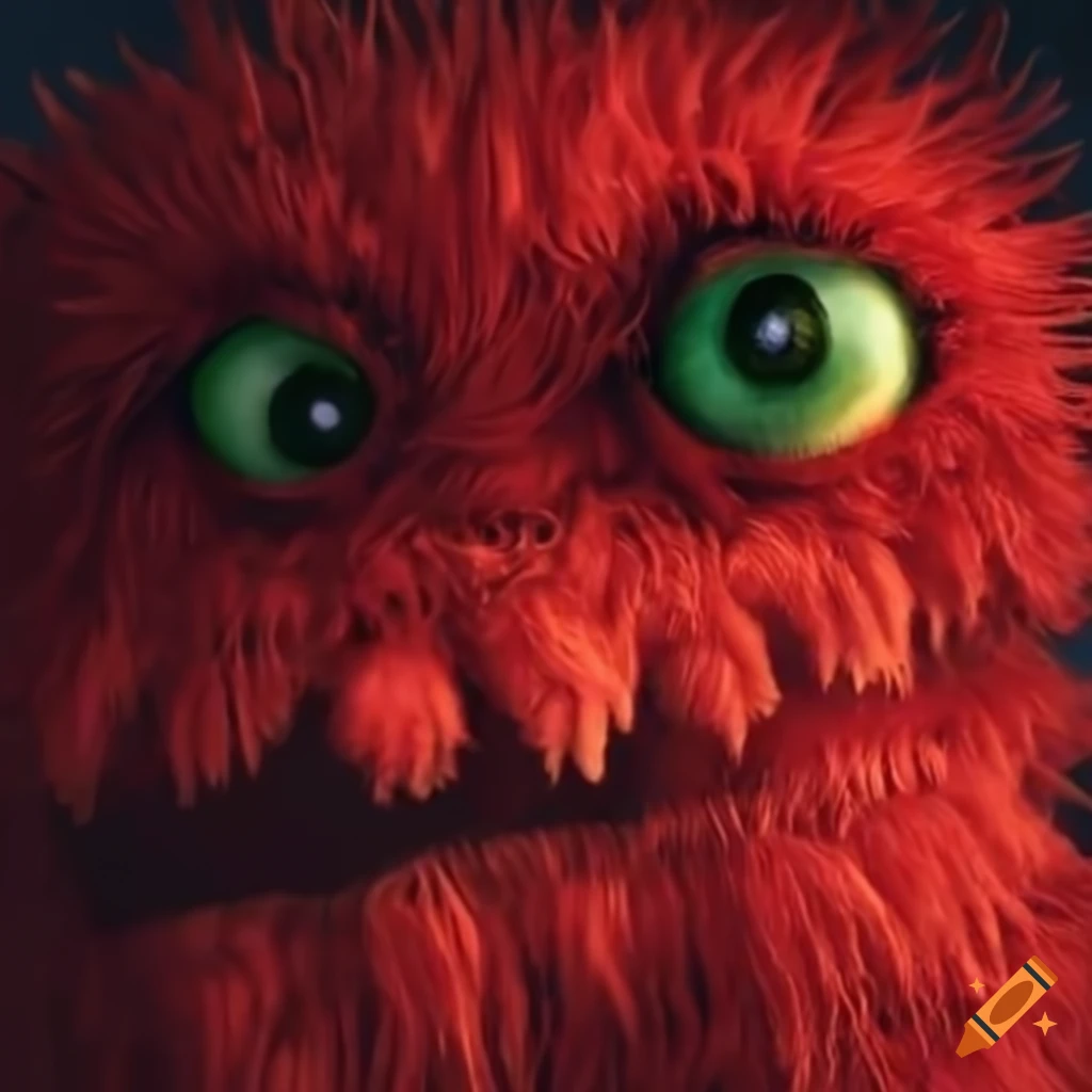 Cute purple furry monster on a green background on Craiyon