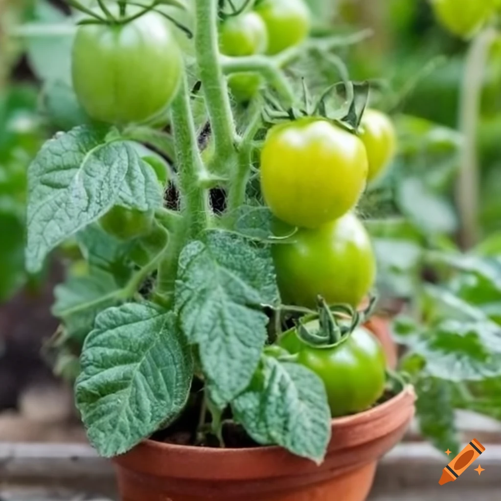 Mini tomato plant in a pot on Craiyon