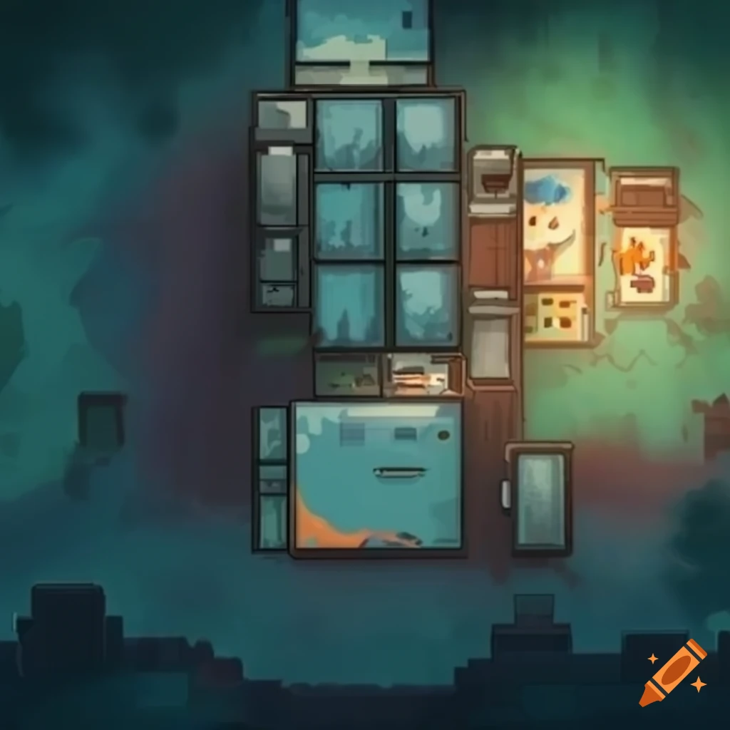 Wes anderson inspired phone background with a rimworld theme