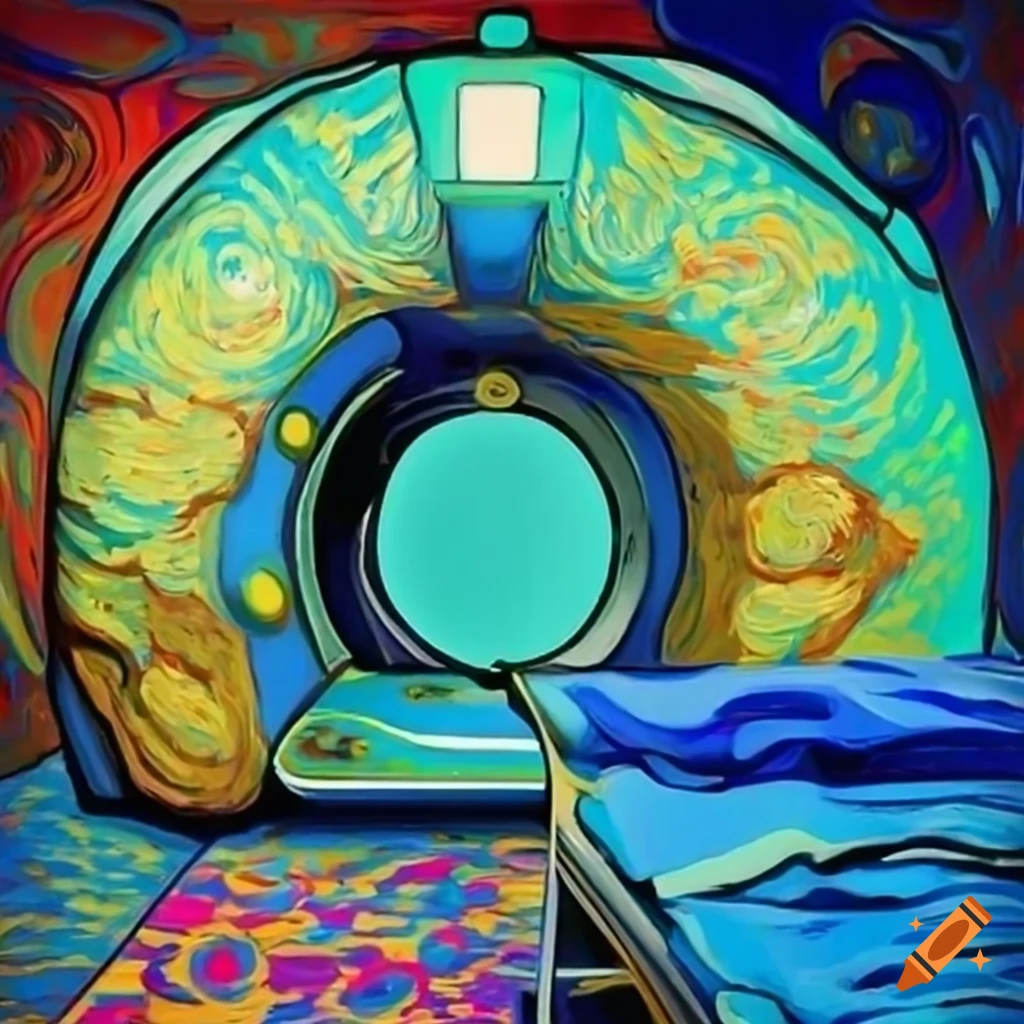 Vibrantly colored mri machine artwork on Craiyon