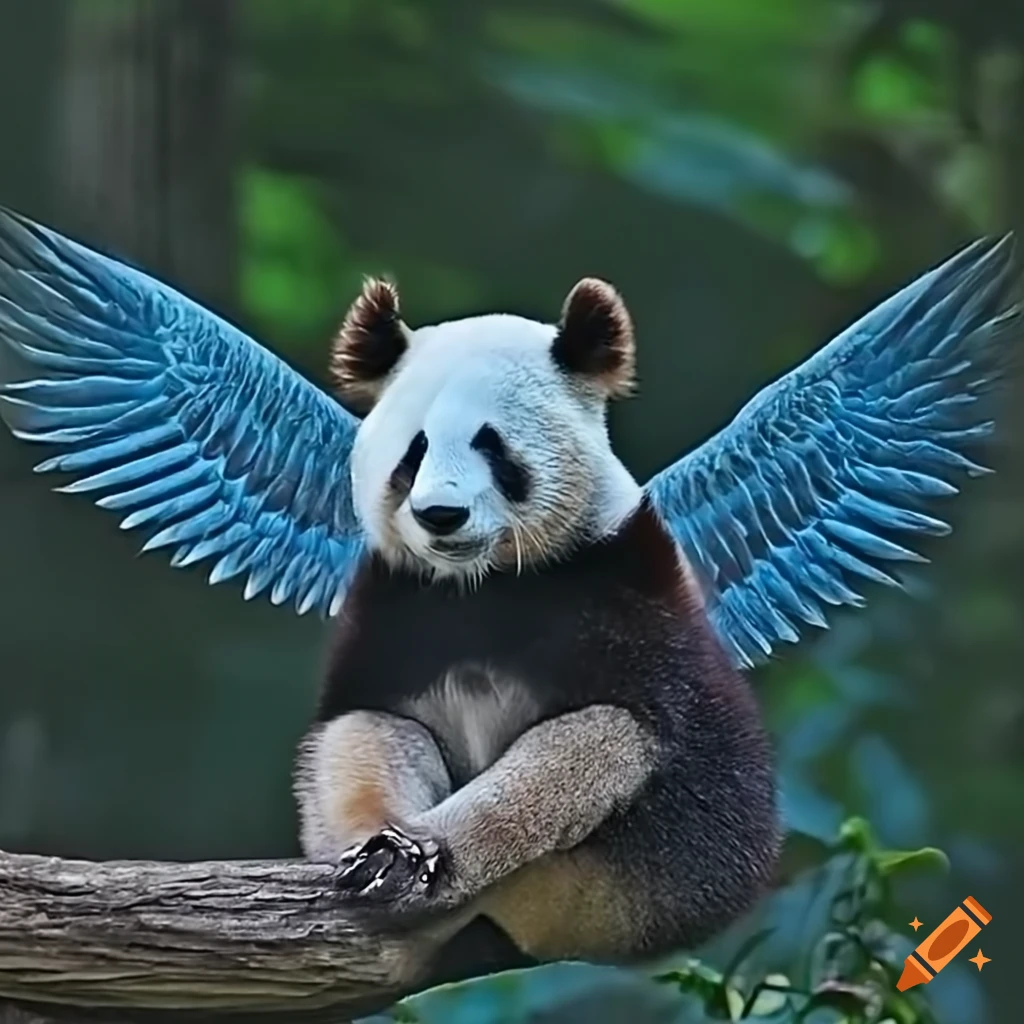 Blue panda with wings on Craiyon