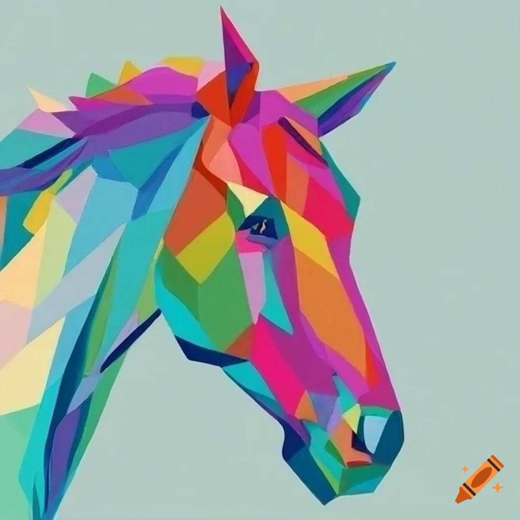 Minimalist geometric horse painting
