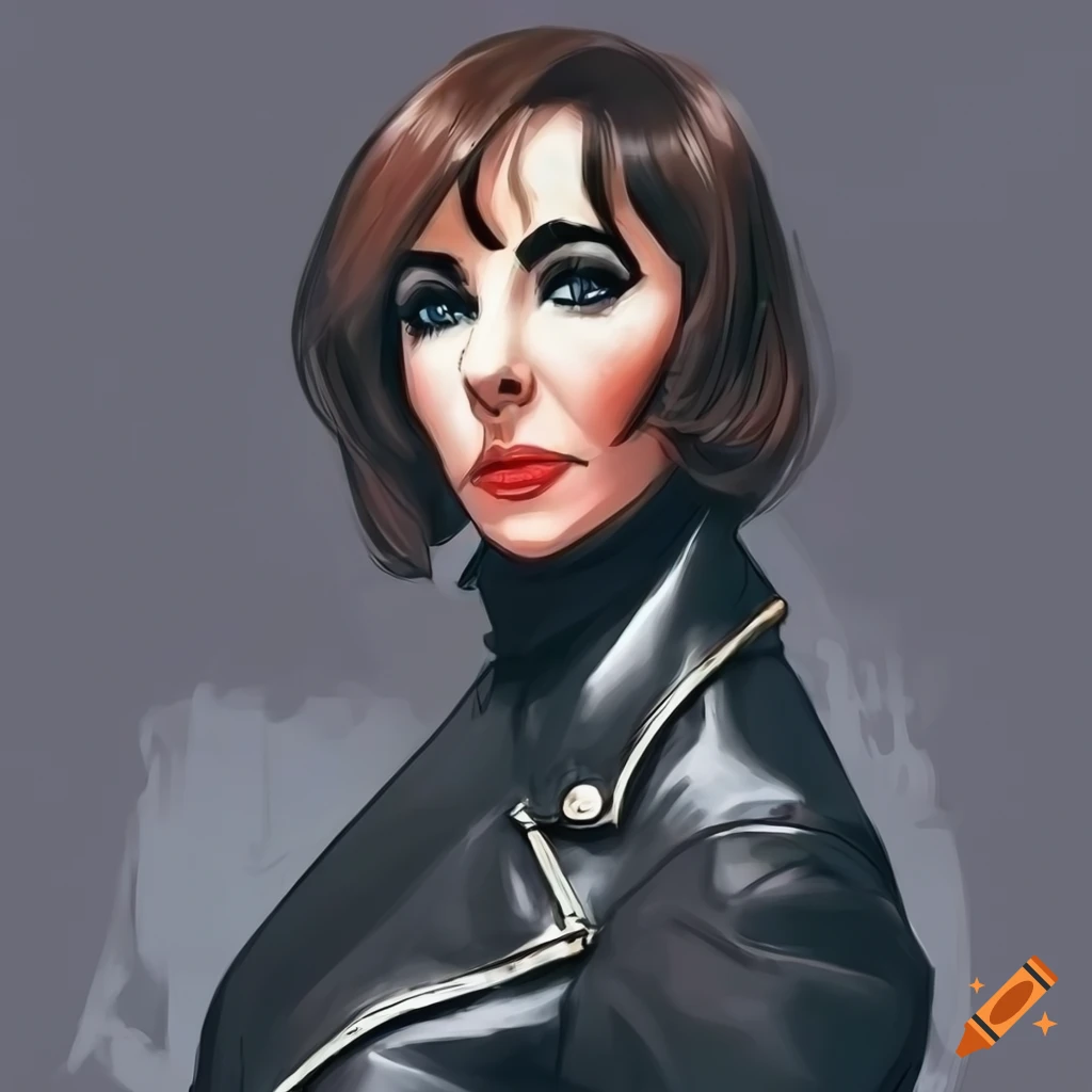 Comic book style art of a strong woman in leather coat on Craiyon