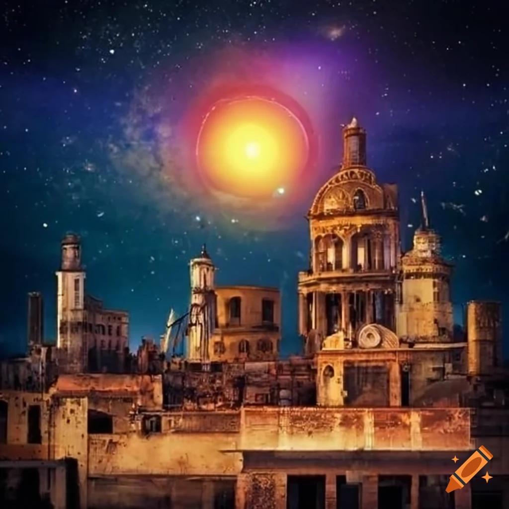Steampunk Havana City With A Starry Sky