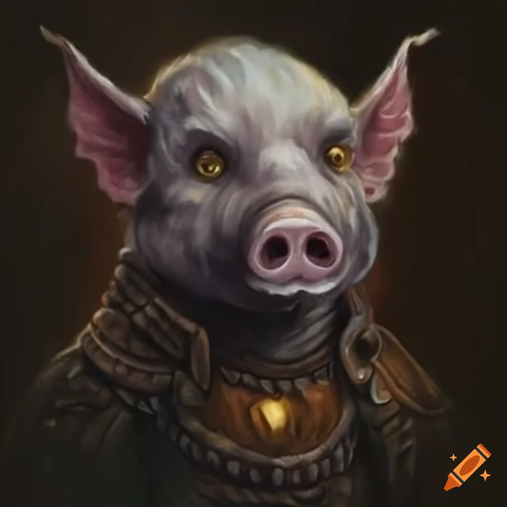 Red pig combat plane with cannon in a fantasy setting on Craiyon