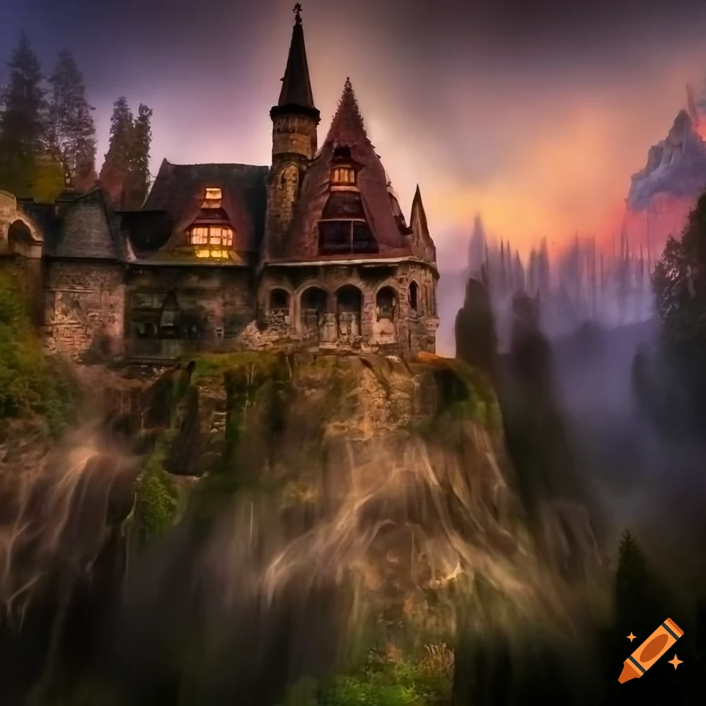 Image of mystical castle in rivendell on Craiyon