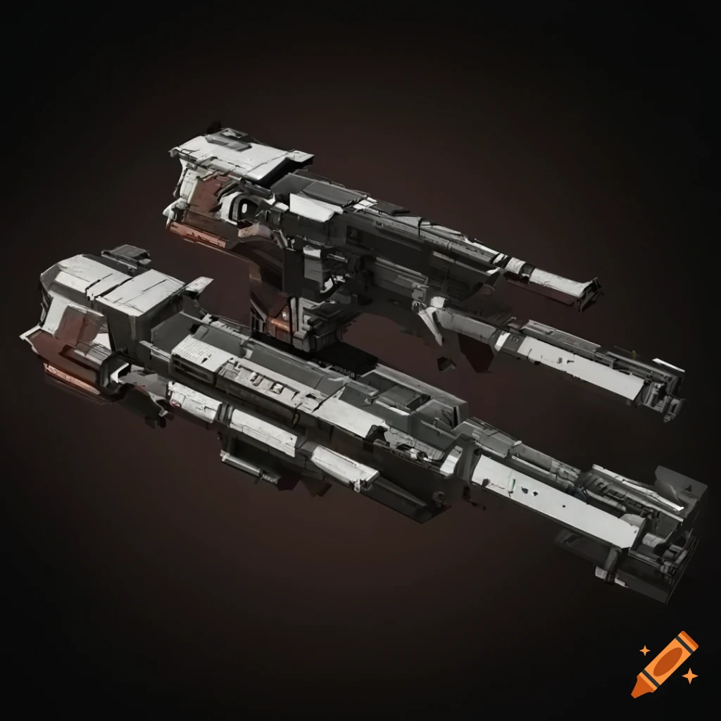 Sci-fi spaceship with double railgun on Craiyon