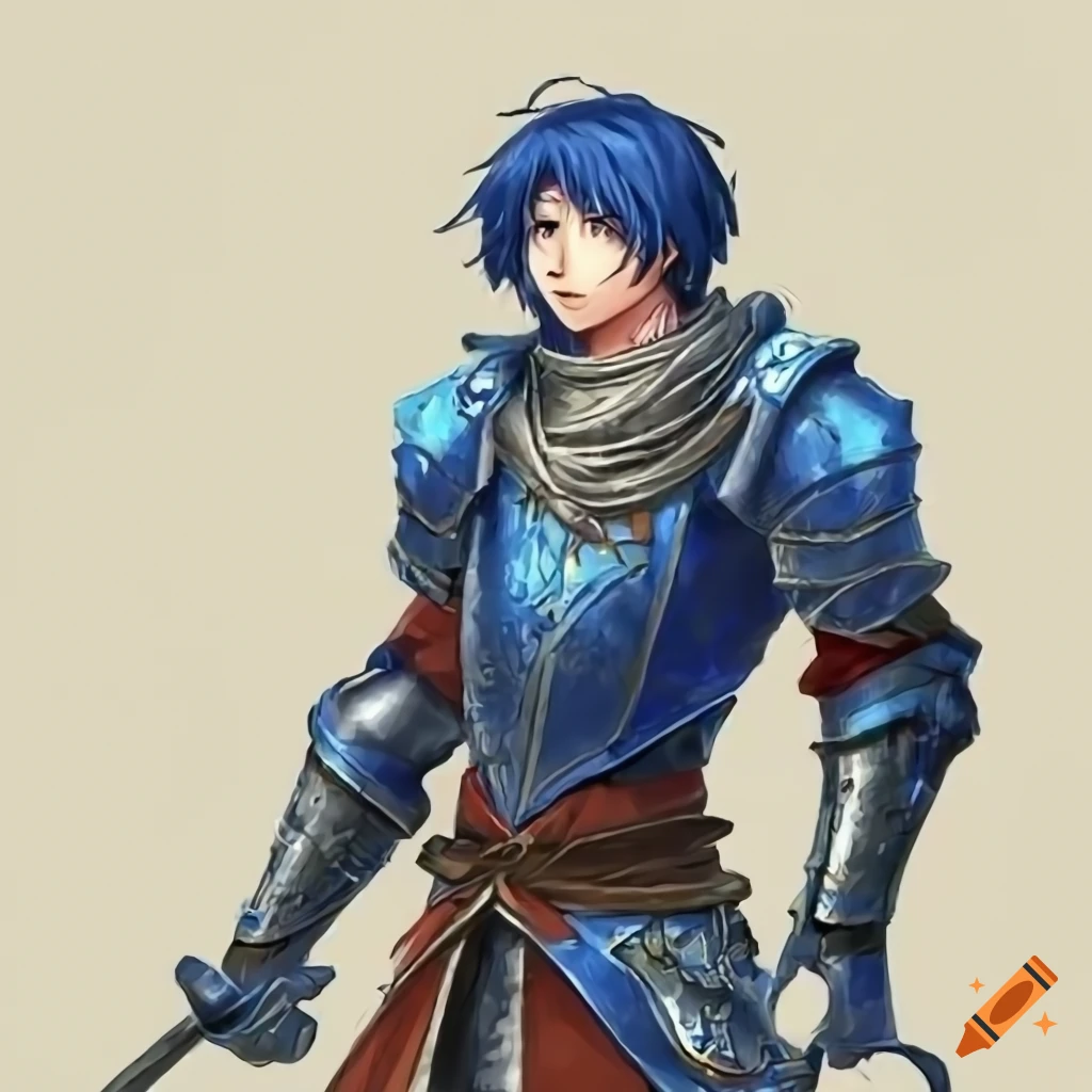 Blue knight in a medieval rpg on Craiyon