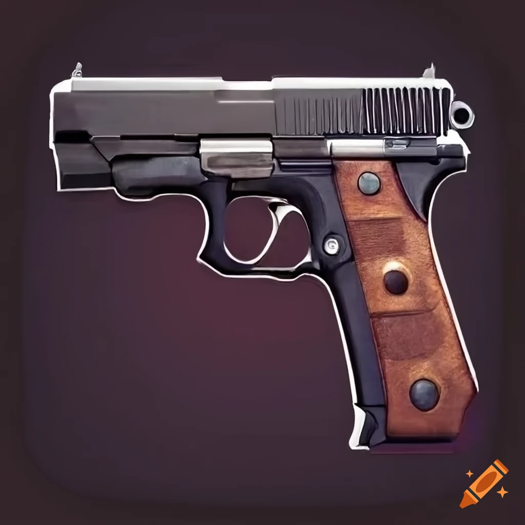 Side view of a pistol on plain background on Craiyon