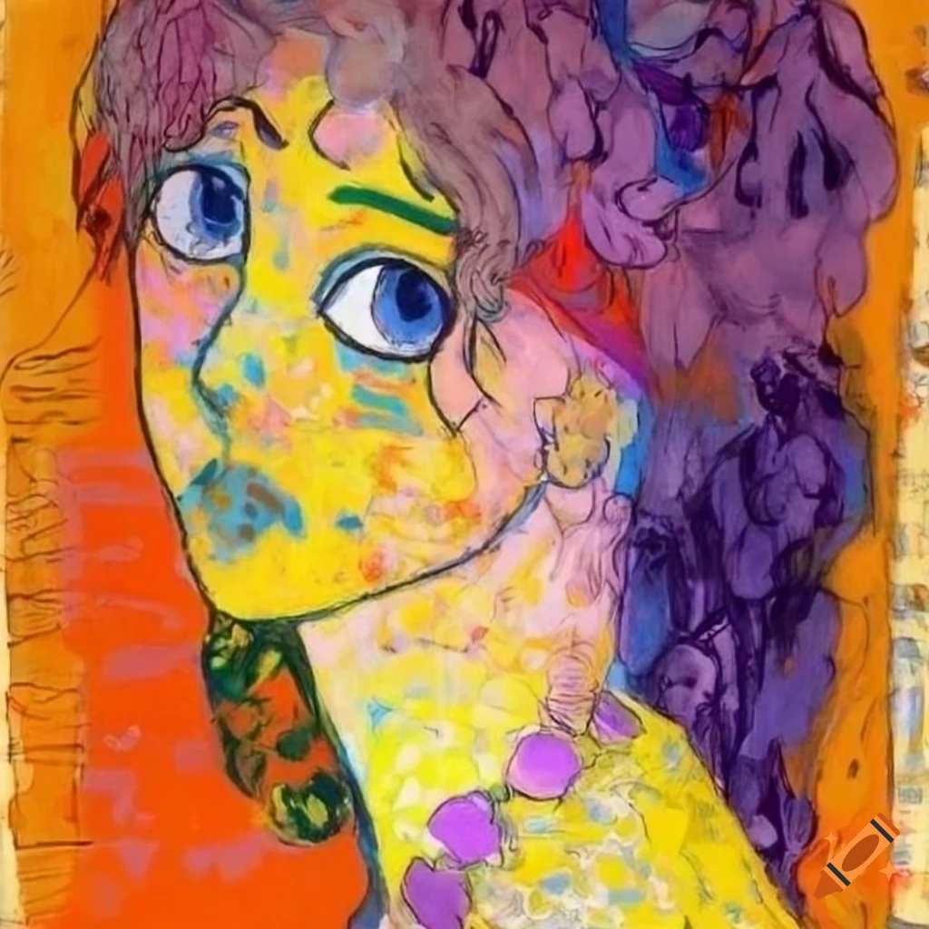 Abstract art nouveau design with anime silhouette and creature design ...