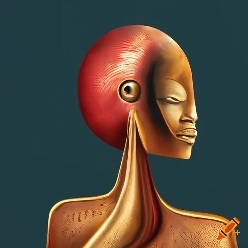 Abstract Chirico style artwork of a faceless African tribe on Craiyon