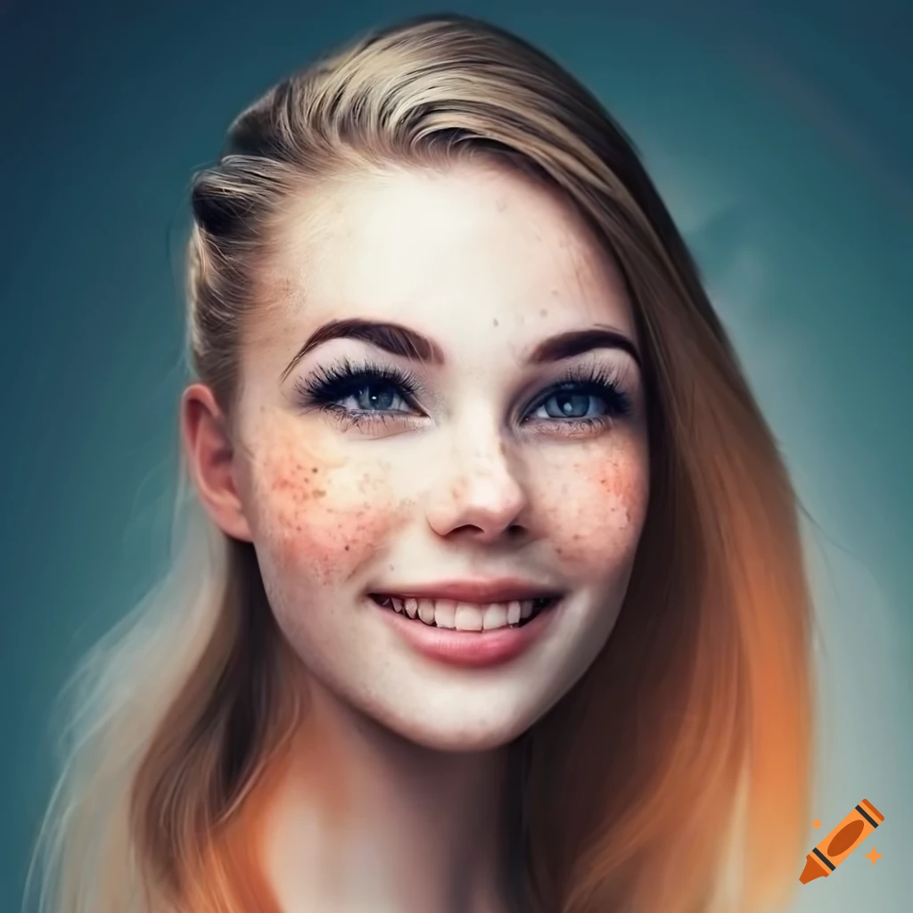 Portrait Of A Beautiful Woman With Freckles And Blonde Hair On Craiyon