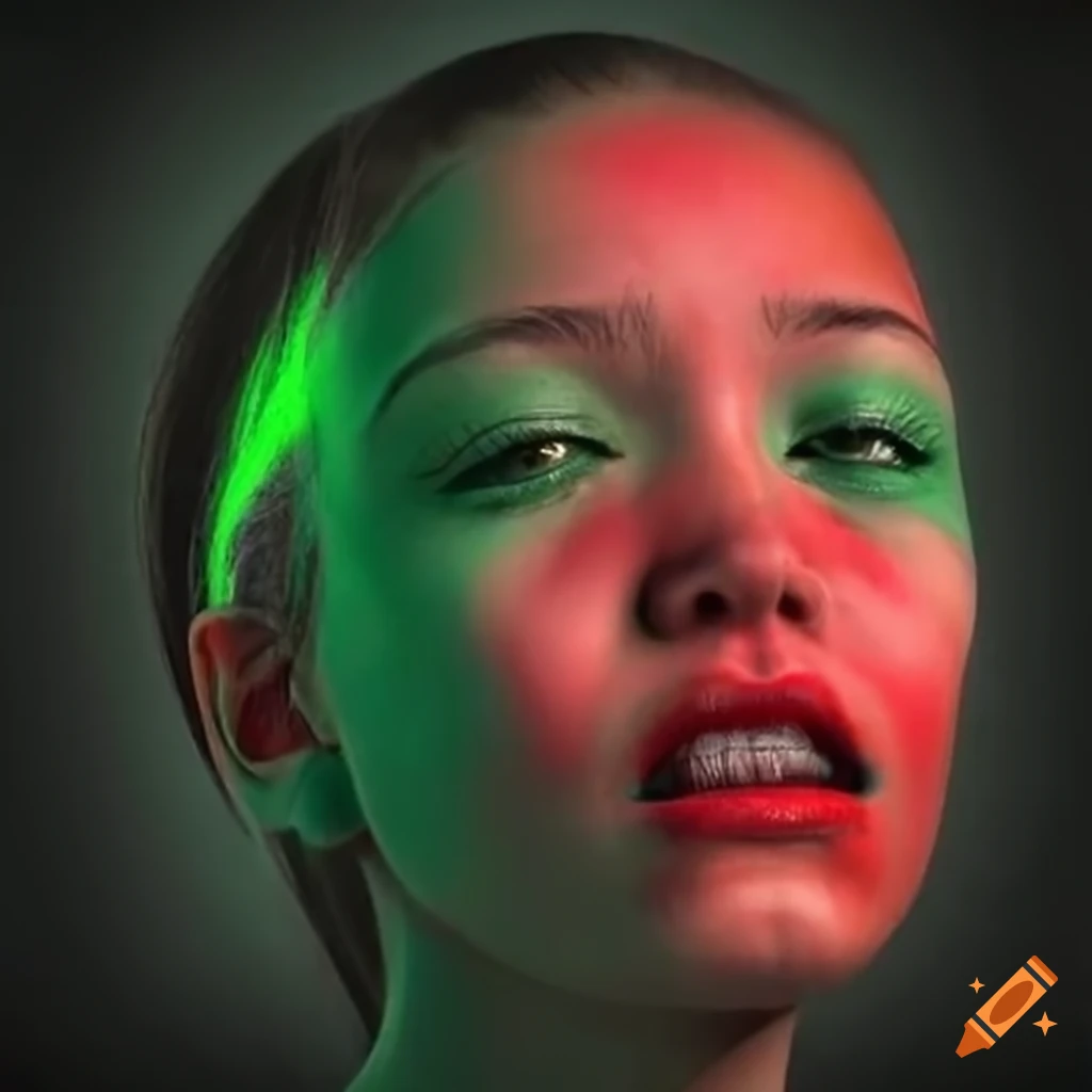 Surreal painting of a crying girl with triangle shapes on Craiyon