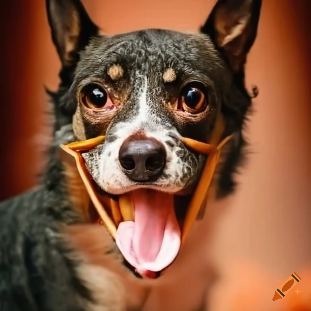 Dog enjoying french fries on Craiyon