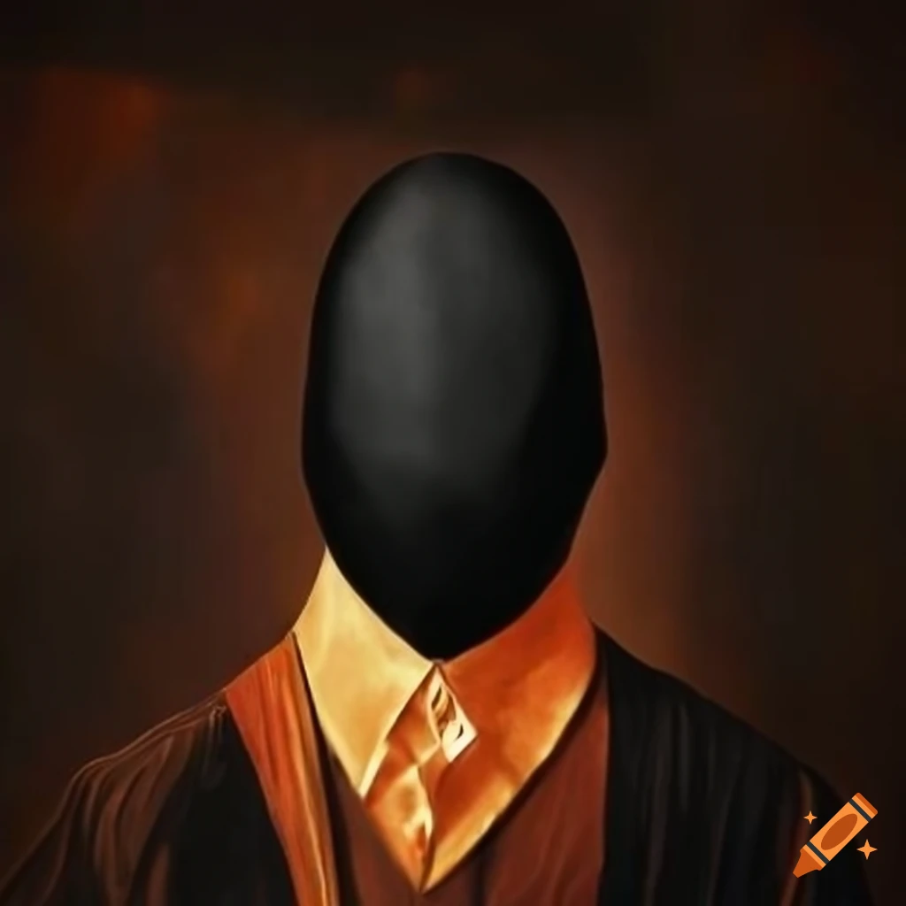 Man in faceless mask adjusting tie in business suit painting on Craiyon