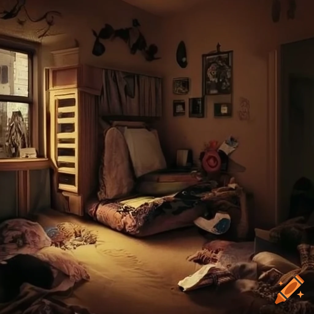 Image of a couple having a conversation in a messy room on Craiyon