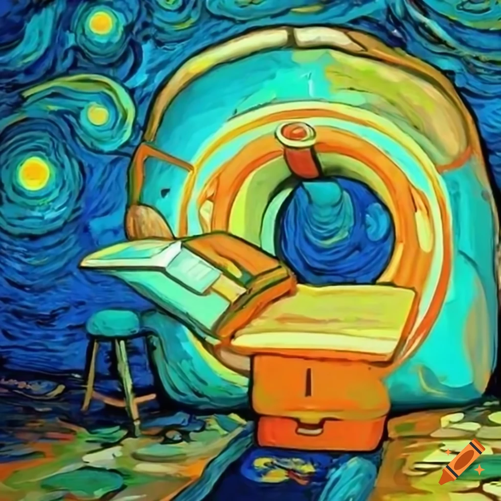 Vibrant painting of an mri machine