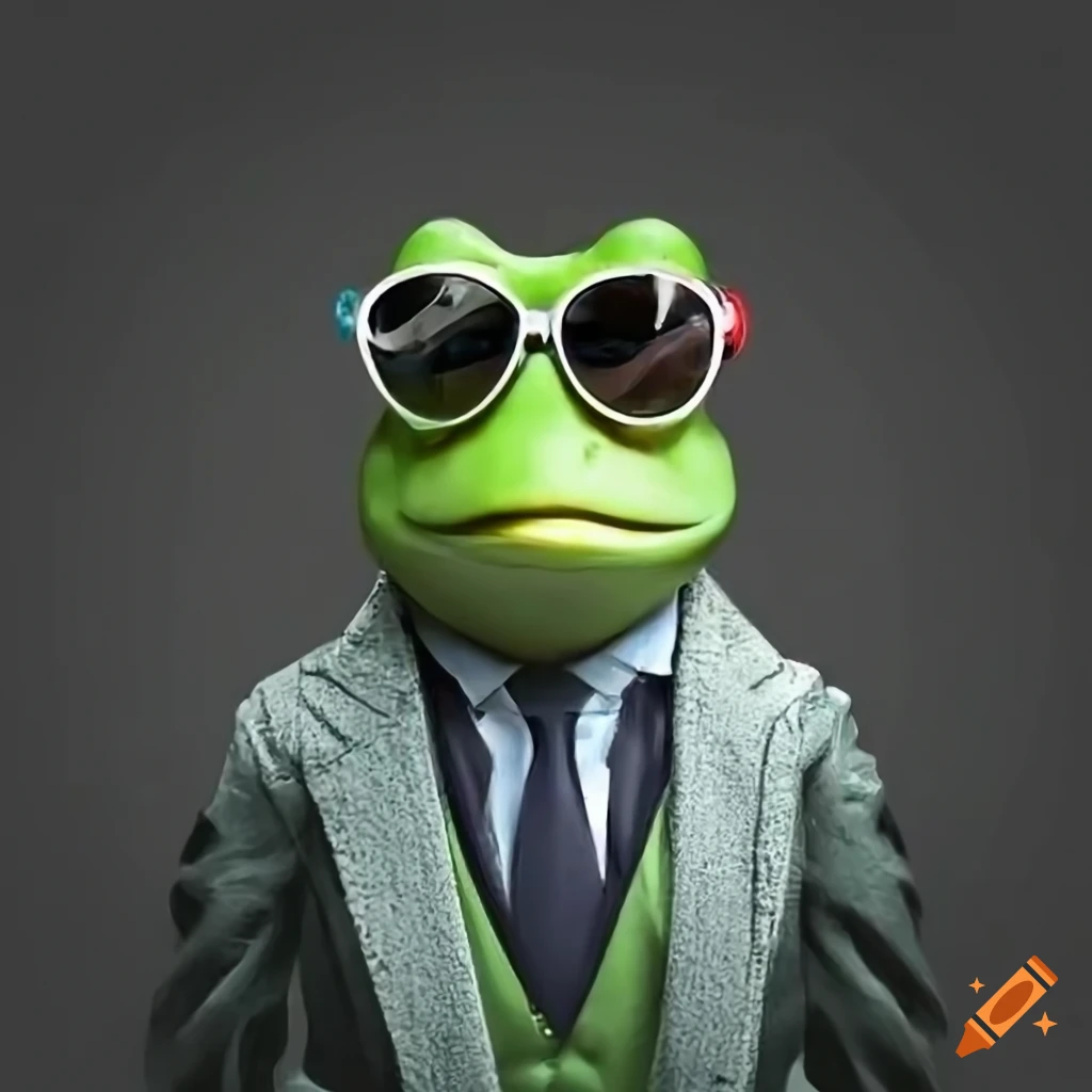 Cool frog in a suit and sunglasses on Craiyon