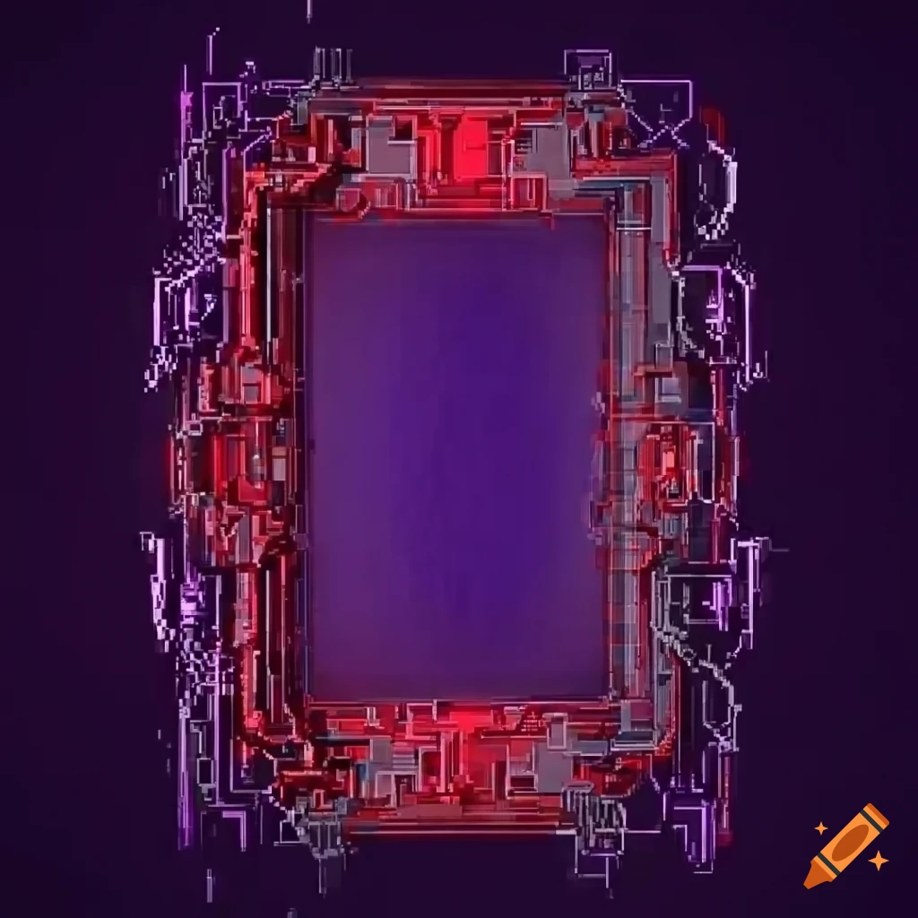 Pixel art of a futuristic sci-fi frame on Craiyon