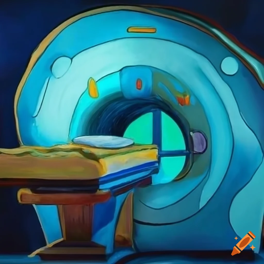 Vibrant painting of an mri machine on Craiyon