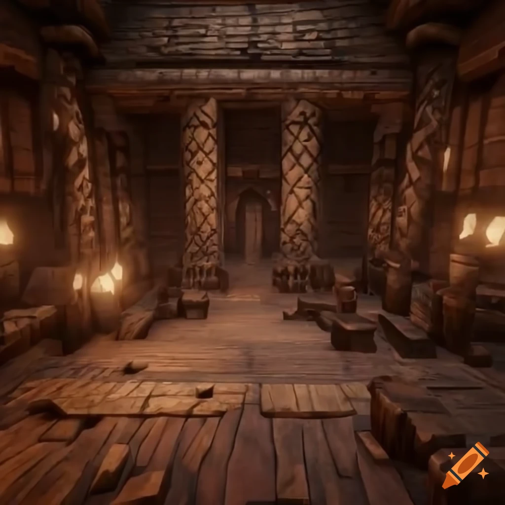 Wooden temple in a pine forest