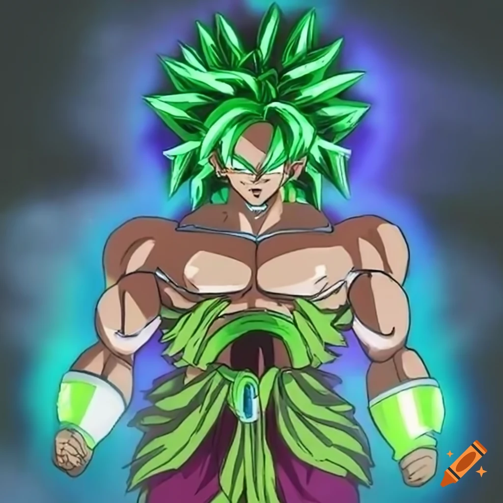 Distorted broly character illustration on Craiyon